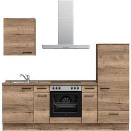 K&uuml;chenzeile Nobilia "Structura I", NEU: individuell anpassbar mit gratis Profi-Beratung", braun (k&uuml;che: braun, korpus: eiche havanna nachbildung, arbeitsplatte: eiche havanna nachbildung), B:240,3cm H:216,6cm T:60cm, Komplettk&uuml;chen-Sets, K&uuml;chenzeile, vormontiert, Breite 240 cm, Ausrichtung w&auml;hlbar, wahlw. mit E-Ger&auml;ten
