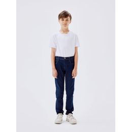 Slim-fit-Jeans name it "NKMRYAN SLIM SWE JEANS 6116-TH NOOS", Jungen, Gr. 122, N-Gr, dunkelblau denim kids, Denim/Jeans, Obermaterial: 70% Baumwolle, 27% Polyester, 3% Elasthan, unifarben, slim fit, Jeans Slim-fit-Jeans