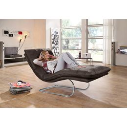 Relaxliege W.Schillig "daily dreams", braun (mocca s37), B:75cm H:91cm T:170cm, Stoff S37 (100% Polyester), Sofas, in Waffelkissen-Optik, wahlweise mit Motor, Freischwingergestell