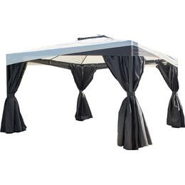 Pavillon Sojag "Malta 1014 Schwarz", schwarz, B/H/T: 430cm x 271cm x 305cm, Pavillons, 305x430x271cm, massive Konstruktion aus Aluminium