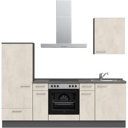 K&uuml;chenzeile Nobilia "Riva I", NEU: individuell anpassbar mit gratis Profi-Beratung", wei&szlig; (k&uuml;che: wei&szlig;, korpus: schiefergrau, arbeitsplatte: beton schiefergrau nachbildung), B:240,3cm H:216,6cm T:60cm, Komplettk&uuml;chen-Sets, K&uuml;chenzeile, vormontiert, Breite 240 cm, Ausrichtung w&auml;hlbar, wahlw. mit E-Ger&auml;ten