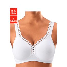 Soft-BH Petite Fleur, Damen, Gr. 75, Cup E, schwarz (schwarz, wei&szlig;), Jersey, Obermaterial: 80% Baumwolle, 15% Viskose, 5% Elasthan, BHs Soft-BH, ohne B&uuml;gel, Baumwoll-Qualit&auml;t&ndash; auch ideal f&uuml;r gro&szlig;e Gr&ouml;&szlig;en