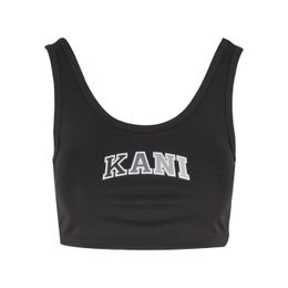 Muskelshirt Karl Kani "Karl Kani Damen KW242-023-3 Karl Kani Small Serif Bustier Top", Damen, Gr. M, schwarz, 77% Polyester, 23% Elasthan, bedruckt, skinny fit, U-Boot-Ausschnitt, Shirts