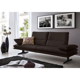 2,5-Sitzer W.Schillig "broadway, Designsofa mit tollem Sitzkomfort", braun (braun z59), B:236cm H:94cm T:96cm, Longlife Xtra-Leder Z59: Glattleder mit modischer Pr&auml;gung. Hautst&auml;rke 0, 9 - 1, 1 mm, Sofas, Sitztiefenverstellung, Kopfteil- & Seitenteilverstellung, Breite 216cm