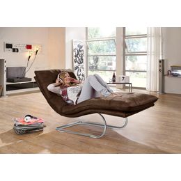Relaxliege W.Schillig "daily dreams", braun (chocolate s37), B:75cm H:91cm T:170cm, Stoff S37 (100% Polyester), Sofas, in Waffelkissen-Optik, wahlweise mit Motor, Freischwingergestell