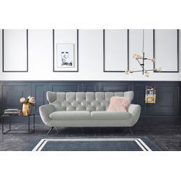 3-Sitzer 3C CANDY "Beatrice, extravagantes Megasofa, bequem, K&uuml;chensofa, Breite 225cm", silber, B:225cm H:94cm T:95cm, Samt-Optik (100% Polyester), Sofas, mit R&uuml;ckensteppung im Rautenmuster, Samt Optik, auch in Fellimitat