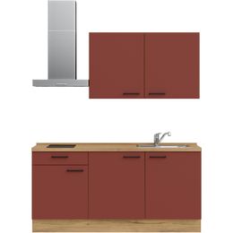 K&uuml;chenzeile Nobilia "Easytouch I", NEU: individuell anpassbar mit gratis Profi-Beratung", rot (k&uuml;che: rot, korpus: eiche sierra nachbildung, arbeitsplatte: eiche sierra nachbildung), B:180,3cm H:216,6cm T:60cm, Komplettk&uuml;chen-Sets, K&uuml;chenzeile, vormontiert, Breite 180 cm, Ausrichtung w&auml;hlbar, wahlw. mit E-Ger&auml;ten