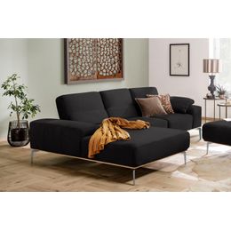 Ecksofa W.Schillig "run, Designsofa mit tollem Sitzkomfort, L-Form", schwarz (midnight w82), B:279cm H:88cm T:178cm, Longlife Xtra-Leder Z73: Naturwalkleder der Luxusklasse aus den erlesensten Rohh&auml;uten. Hautst&auml;rke 1, 1 &ndash; 1, 3 mm;ROHLEDER Jacquard-Flachgewebe Q2 W60 (63% Polyester, 37% Polyacryl);ROHLEDER Chenille-Flachgewebe Q2 W77 (68% Polyacryl, 32% Polyester);Stoff S37 (100% Polyester), Sofas,