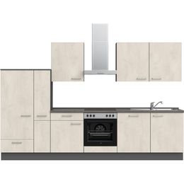 K&uuml;chenzeile Nobilia "Riva I", NEU: individuell anpassbar mit gratis Profi-Beratung", wei&szlig; (k&uuml;che: wei&szlig;, korpus: schiefergrau, arbeitsplatte: beton schiefergrau nachbildung), B:330,3cm H:216,6cm T:60cm, Komplettk&uuml;chen-Sets, K&uuml;chenzeile, vormontiert, Breite 330 cm, Ausrichtung w&auml;hlbar, wahlw. mit E-Ger&auml;ten