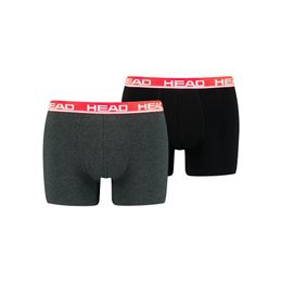 Boxer Head "Head BASIC BOXER 2P", Damen, Gr. L, grau (grau, rot), Obermaterial: 95% Baumwolle, 5% Elasthan, unifarben, k&ouml;rpernah, Unterhosen, mit elastischem Logobund