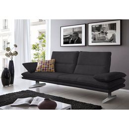 2,5-Sitzer W.Schillig "broadway Designsofa mit hohem Sitzkomfort", grau (anthrazit s37), B:236cm H:94cm T:96cm, Stoff S37 (100% Polyester): Luxus-Microfaser in Lederoptik, Sofas, Sitztiefenverstellung, Kopfteil- & Seitenteilverstellung, Breite 236cm