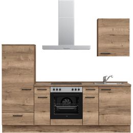 K&uuml;chenzeile Nobilia "Structura I", NEU: individuell anpassbar mit gratis Profi-Beratung", braun (k&uuml;che: braun, korpus: eiche havanna nachbildung, arbeitsplatte: eiche havanna nachbildung), B:240,3cm H:216,6cm T:60cm, Komplettk&uuml;chen-Sets, K&uuml;chenzeile, vormontiert, Breite 240 cm, Ausrichtung w&auml;hlbar, wahlw. mit E-Ger&auml;ten
