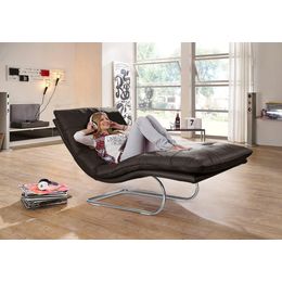 Relaxliege W.Schillig "daily dreams", braun (braun z59), B:95cm H:91cm T:170cm, Longlife Xtra-Leder Z59: Glattleder mit modischer Pr&auml;gung. Hautst&auml;rke 0, 9 - 1, 1 mm, Sofas, in Waffelkissen-Optik, wahlweise mit Motor, Freischwingergestell