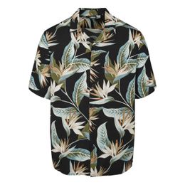 Langarmhemd Urban Classics "Urban Classics Herren Blossoms Resort Shirt", Herren, Gr. L, US-Gr&ouml;&szlig;en, schwarz, 100% Viskose, normal, Hemden