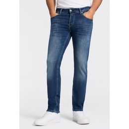 Straight-Jeans Replay "GROVER", Herren, Gr. 33, L&auml;nge 32, blau (dunkelblau 632), Denim/Jeans, Obermaterial: 98% Baumwolle, 2% Elasthan, straight fit lang, Jeans Straight-Jeans, in vielen verschiedenen Waschungen, mit Stretch