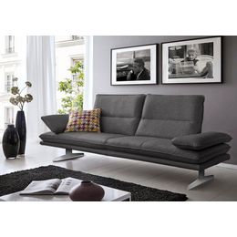 2,5-Sitzer W.Schillig "broadway Designsofa mit hohem Sitzkomfort", grau (anthrazit s22), B:236cm H:94cm T:96cm, Flachgewebe S22 (100% Polyester), Sofas, Sitztiefenverstellung, Kopfteil- & Seitenteilverstellung, Breite 236cm