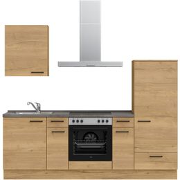 K&uuml;chenzeile Nobilia "Structura I", NEU: individuell anpassbar mit gratis Profi-Beratung", braun (k&uuml;che: braun, korpus: eiche sierra nachbildung, arbeitsplatte: beton schiefergrau nachbildung), B:240,3cm H:216,6cm T:60cm, Komplettk&uuml;chen-Sets, K&uuml;chenzeile, vormontiert, Breite 240 cm, Ausrichtung w&auml;hlbar, wahlw. mit E-Ger&auml;ten