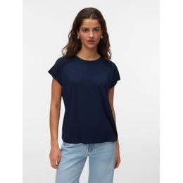V&eacute;ro Moda Kurzarmshirt VERO MODA "VMGINA SS O-NECK TOP JRS GA", Damen, Gr. L, navy blazer, Jersey, Obermaterial: 95% Viskose, 5% Elasthan, unifarben, normal, Rundhals, Shirts, Viskosemischung