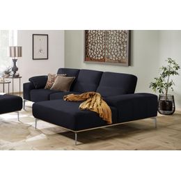 Ecksofa W.Schillig "run, Designsofa mit tollem Sitzkomfort, L-Form", blau (dunkelblau w82), B:279cm H:88cm T:178cm, Longlife Xtra-Leder Z73: Naturwalkleder der Luxusklasse aus den erlesensten Rohh&auml;uten. Hautst&auml;rke 1, 1 &ndash; 1, 3 mm;ROHLEDER Jacquard-Flachgewebe Q2 W60 (63% Polyester, 37% Polyacryl);ROHLEDER Chenille-Flachgewebe Q2 W77 (68% Polyacryl, 32% Polyester);Stoff S37 (100% Polyester), Sofas, 