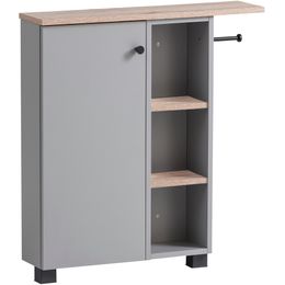 Mehrzweckschrank Welltime "Lugo, Breite 70 cm", grau (platingrau, wildeichefarben), B:70,7cm H:76,8cm T:17cm, FSC-zertifizierter Holzwerkstoff, Schr&auml;nke, Mehrzweckschrank, Holzdekor mit f&uuml;hlbarer Struktur, Regal beidseitig montierbar