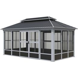 Pavillon Sojag "Olan 1017 Grau -Schwarz", grau, schwarz, B/H/T: 529,5cm x 291cm x 310cm, Pavillons, 310x529,5x291cm