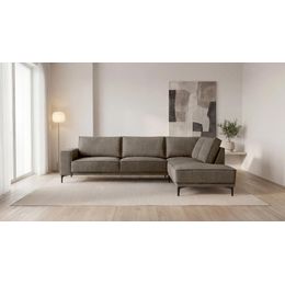 Ecksofa OTTO HOME "OLAND L-Form, B: 289 cm, Skandi-Design", braun, B:289cm H:85cm T:210cm, 100% Polyester, Sofas, Ecksofa, Struktur, Flachgewebe, Luxus-Microfaser, Boucle