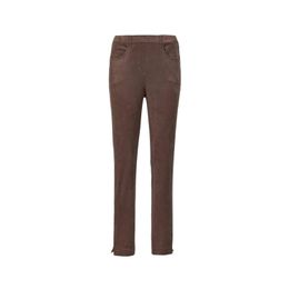 2-in-1-Hose GOLDNER "Kurzgr&ouml;&szlig;e Bi-elastische Hose in superweichem Veloursleder-Look", Damen, Gr. 23, K-Gr, beige (taupe), Obermaterial: 90% Polyester PES. 10% Elasthan EL., normal, Hosen, Sportiver 5-Pocket-Stil