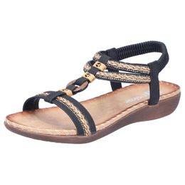 Sandale Rieker, Damen, Gr. 36, schwarz, Lederimitat, Flechtoptik, Schuhe Sandale, Sommerschuh, Urlaubsschuh, Schlupfsandale mit Gummizug