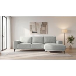 Ecksofa OTTO HOME "Polsterecke Oland, Struktur, Flachgewebe, Luxus-Microfaser, Boucle", beige (sand), B:280cm H:85cm T:152cm, 100% Polyester, Sofas, Ecksofa, L-Form, 280 cm, Wellenunterfederung, Skandi-Design, Metallf&uuml;&szlig;e