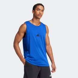 Tanktop adidas Sportswear "ESSENTIALS SMALL LOGO", Herren, Gr. M, blau (royal blau, schwarz), Obermaterial: 100% Baumwolle, Rundhals, Tops Tanktop, ohne Verschluss, aus Baumwolle, mit Rundhalsausschnitt