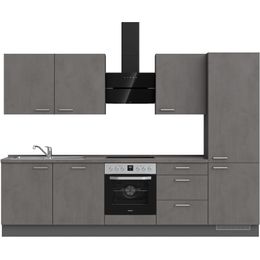 K&uuml;chenzeile Nobilia "Riva II", NEU: individuell anpassbar mit gratis Profi-Beratung", grau (k&uuml;che: grau, korpus: schiefergrau, arbeitsplatte: beton schiefergrau nachbildung), B:300,3cm H:216,6cm T:60cm, Komplettk&uuml;chen-Sets, K&uuml;chenzeile, vormontiert, Breite 300 cm, Ausrichtung w&auml;hlbar, wahlw. mit E-Ger&auml;ten