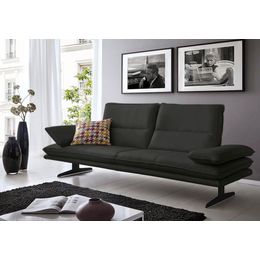 2,5-Sitzer W.Schillig "broadway, Designsofa mit tollem Sitzkomfort", grau (graphit z59), B:236cm H:94cm T:96cm, Longlife Xtra-Leder Z59: Glattleder mit modischer Pr&auml;gung. Hautst&auml;rke 0, 9 - 1, 1 mm, Sofas, Sitztiefenverstellung, Kopfteil- & Seitenteilverstellung, Breite 216cm