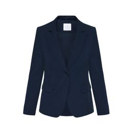 BETTY & CO Longblazer BETTY & CO "Damen mit Taschen", Damen, Gr. 34, blau (dunkelblau), Obermaterial: 59% Polyester, 37% Viskose, 4% Elasthan; Futter: 100% Polyester, tailliert normal, Blazer Longblazer, Druckfutter