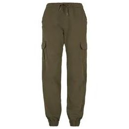 Cargohose Urban Classics "Urban Classics Damen Ladies High Waist Cargo Jogging Pants", Damen, Gr. XXL, US-Gr&ouml;&szlig;en, summerolive, 98% Baumwolle, 2% Elasthan, unifarben, normal, Hosen Cargohose
