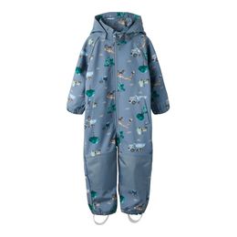 Overall name it "NMMALFA08 SOFTSHELL SUIT AOP 1FO NOOS", Jungen, Gr. 86, N-Gr, flint stone, Softshell, Obermaterial: 94% Polyester, 6% Elasthan, bedruckt, regular fit kn&ouml;chellang, elastischer Bund, Overalls Overall, mit dekorativen und reflektierenden Details