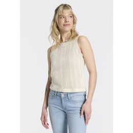 Stricktop BOSS Orange "Ecela Premium Damenmode", Damen, Gr. L, open wei&szlig; 118, Strick, Obermaterial: 70% Baumwolle, 30% Polyester, unifarben, regular fit h&uuml;ftlang, Rundhals, Tops Stricktop, halbtransparent, Rundhals