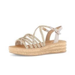 Plateausandaletten Gabor "Plateau Sandale", Damen, Gr. 37,5, beige (gold), Schuhe