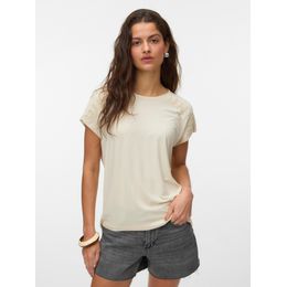 V&eacute;ro Moda Kurzarmshirt VERO MODA "VMGINA SS O-NECK TOP JRS GA", Damen, Gr. S, birch, Jersey, Obermaterial: 95% Viskose, 5% Elasthan, unifarben, normal, Rundhals, Shirts, Viskosemischung