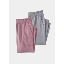 2-in-1-Hose GOLDNER "Bequeme Viskose-Schlupfhose, Doppelpack", Damen, Gr. 40, N-Gr, rosa (altros&eacute;, grau), Obermaterial: 64% Viskose CV. 30% Polyester PES. 6% Elasthan EL., normal, Hosen, Elastischer Bund