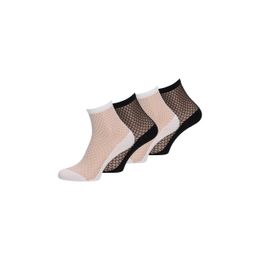 Socken Tamaris "4er Pack", Damen, Gr. 35-38, wei&szlig;, schwarz, 100% Polyamid, Socken Socken, 4er Pack, transparente Socken mit modischem Muster