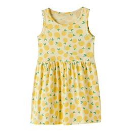 Minikleid name it "NMFVINEO TANK DRESS", M&auml;dchen, Gr. 122, N-Gr, double cream aop:lemons, Jersey, Obermaterial: 100% Baumwolle, bedruckt, normal normal, Rundhals, Kleider Minikleid, Baumwolle, regular fit