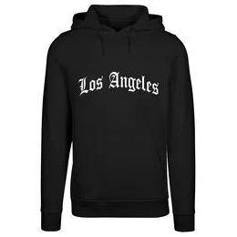 Mister Tee Kapuzensweatshirt MISTERTEE "MisterTee Los Angeles Wording New Heavy Hoody", Herren, Gr. L, schwarz, 65% Baumwolle, 35% Polyester, bedruckt, Sweatshirts