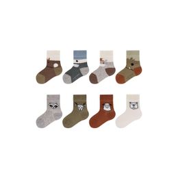 Socken Camano "8er Pack", M&auml;dchen, Gr. 15-18, overland trek, 72% Baumwolle, 26% Polyamid, 2% Elasthan, gemustert, Socken Socken, 8er Pack Aus OCS zertifizierter Baumwolle, Ohne einengenden Gummibund
