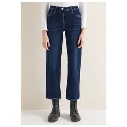 Slim-fit-Jeans Cecil, Damen, Gr. 34, L&auml;nge 30, dunkelblau wash, Jeans, 89% Baumwolle, 9% Polyester, 2% Elasthan, unifarben, normal, Jeans Slim-fit-Jeans, High Waist