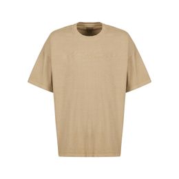 T-Shirt Karl Kani "Karl Kani Karl Kani Autograph Heavy Boxy Tee", Damen, Gr. L, sand, 100% Baumwolle, bedruckt, loose fit, Rundhals, Shirts T-Shirt