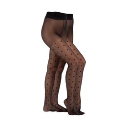 Feinstrumpfhose Camano "big dots 2er Pack", Damen, Gr. L, schwarz, 90% Polyamid, 10% Elasthan, Strumpfhosen Feinstrumpfhose