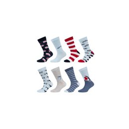 Socken Camano "8er Pack", Damen, Gr. 27-30, angel falls, 76% Baumwolle, 23% Polyamid, 1% Elasthan, gemustert, Socken Socken, 8er Pack Ohne dr&uuml;ckenden Gummibund, Mit OCS zertifizierter Baumwolle