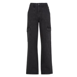 Bequeme Jeans 2Y STUDIOS "2Y Studios 2Y Lona Cargo Jeans", Damen, Gr. 28, Normalgr&ouml;&szlig;en, washedschwarz, 100% Baumwolle, unifarben, normal, Jeans