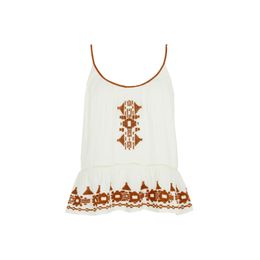 T-Shirt RAFFYA "Spaghetti Strap Embroidered Cami Damen", Damen, Gr. 36, wei&szlig;, 100% Baumwolle, normal normal, Rundhals, Shirts T-Shirt