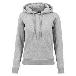 Kapuzenpullover Urban Classics "Urban Classics Damen Ladies Hoody", Damen, Gr. M, grau, 63% Baumwolle, 37% Polyester, unifarben, normal, ohne Ausschnitt, Pullover Kapuzenpullover